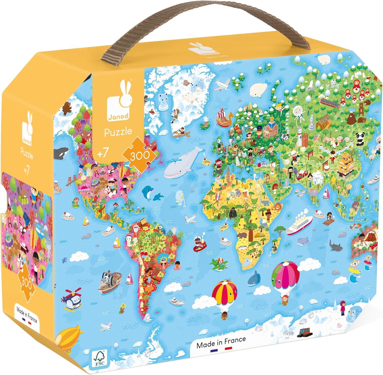 Janod - Giant World Map (300-Piece Jigsaw Puzzle) – こんにちはマート | KON ...